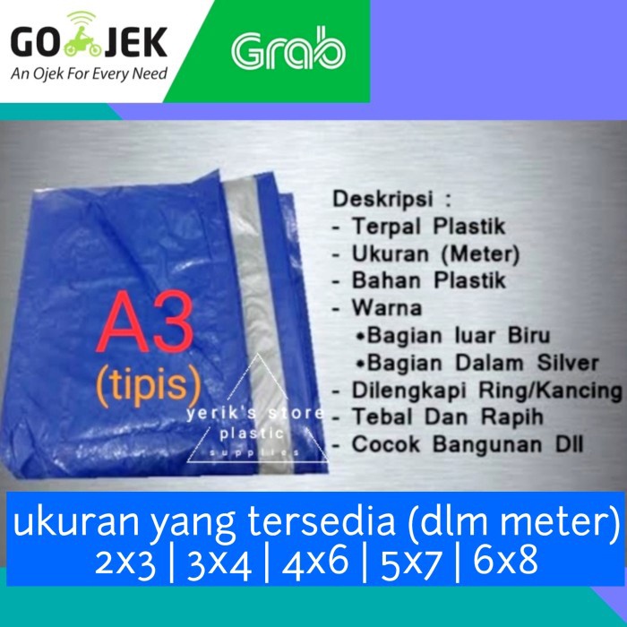Jual Terpal Plastik A3 Warna Biru / Silver + Ring Uk. 3 x 4 m | Shopee ...