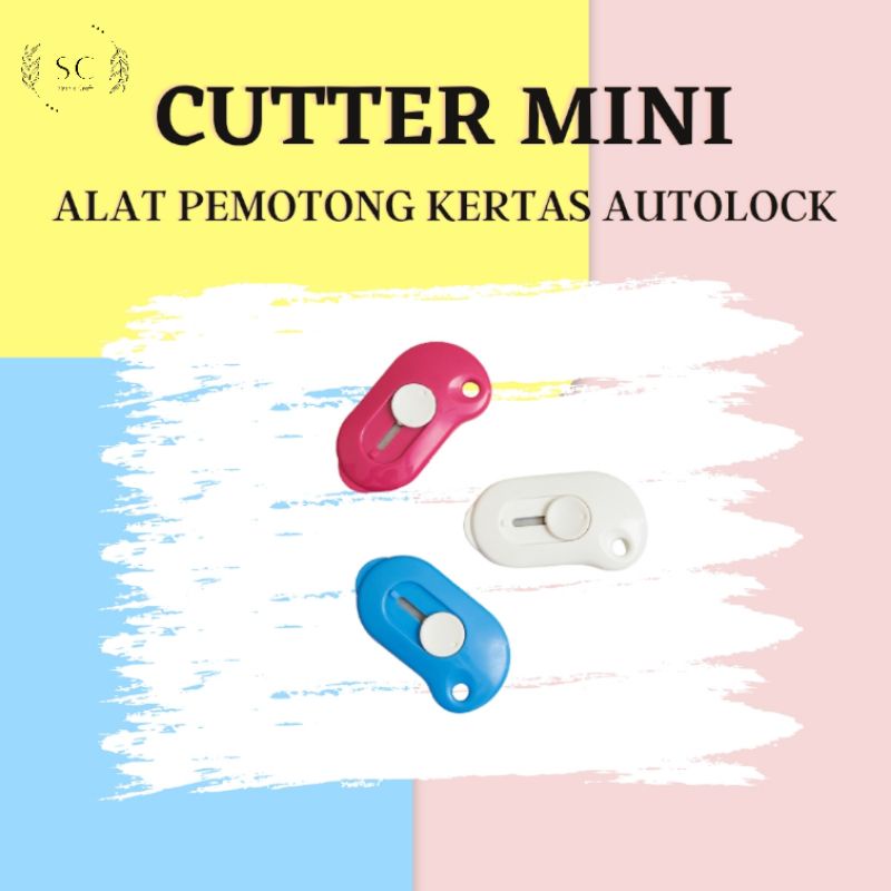 Jual Cutter Mini Pemotong Kertas Autolock Joyko Warna Biru Pink Putih ...