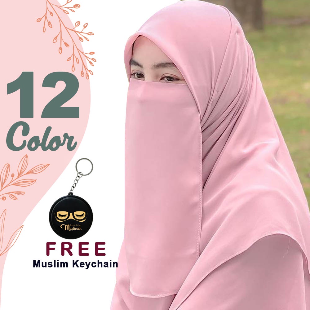 Jual Cadar Tali 2 (dua) Layer Ceruty Baby Doll Niqab Tanpa Jahitan di Bawah Mata Premium Half ...