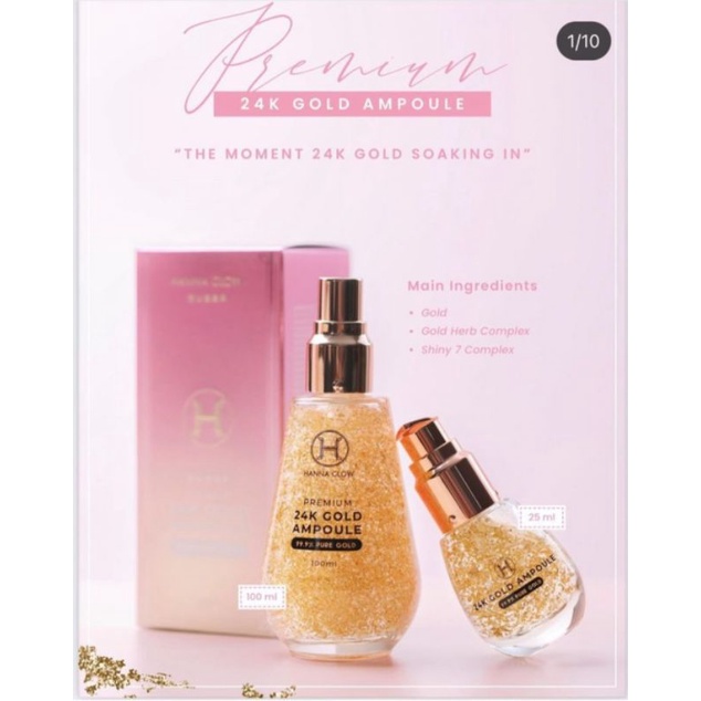 Jual HANNA GLOW 24K Gold Ampoule 100ml New Packaging Free Grafir nama | Shopee Indonesia