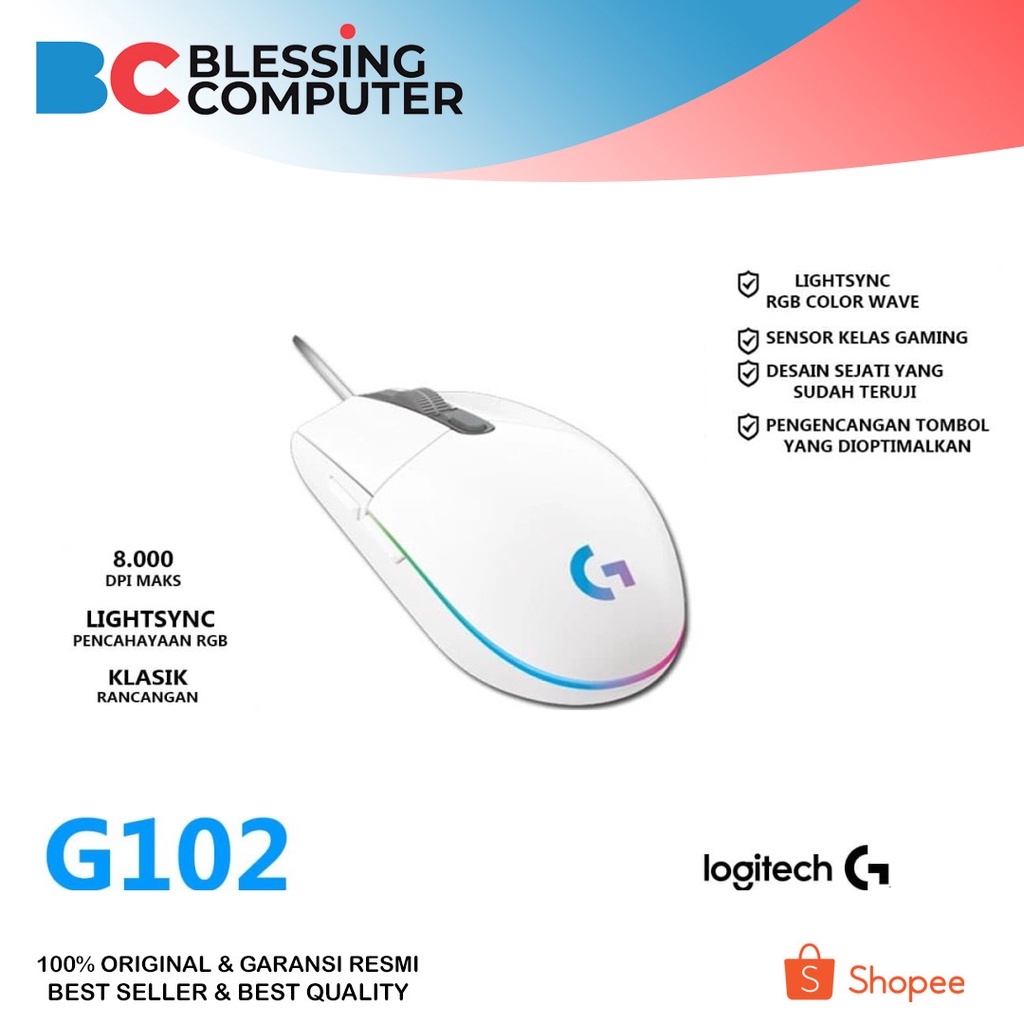 Jual Mouse Logitech G102 LIGHTSYNC V2 RGB 6 Button / WHITE (910-005803) | Shopee Indonesia