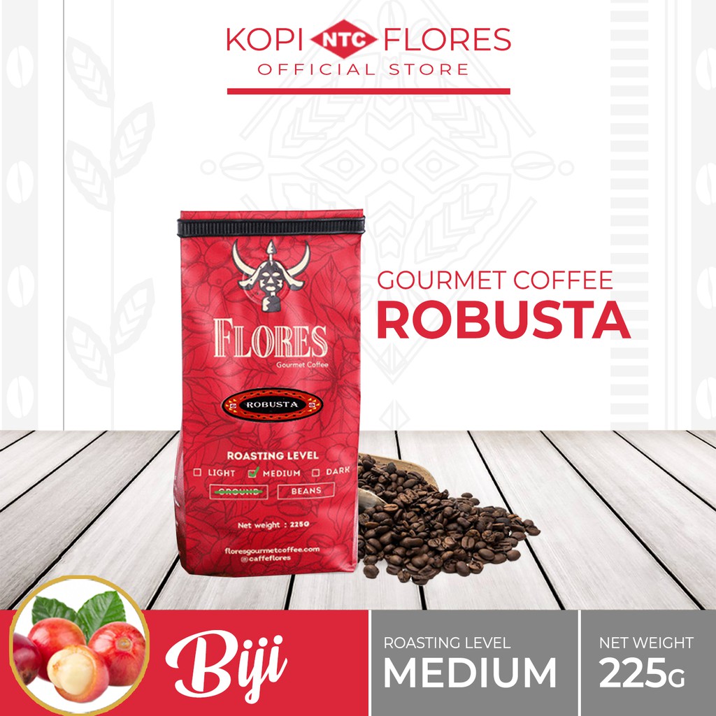Jual FLORES Gourmet Coffee Robusta Single Origin 225 Gram Kopi Biji ...