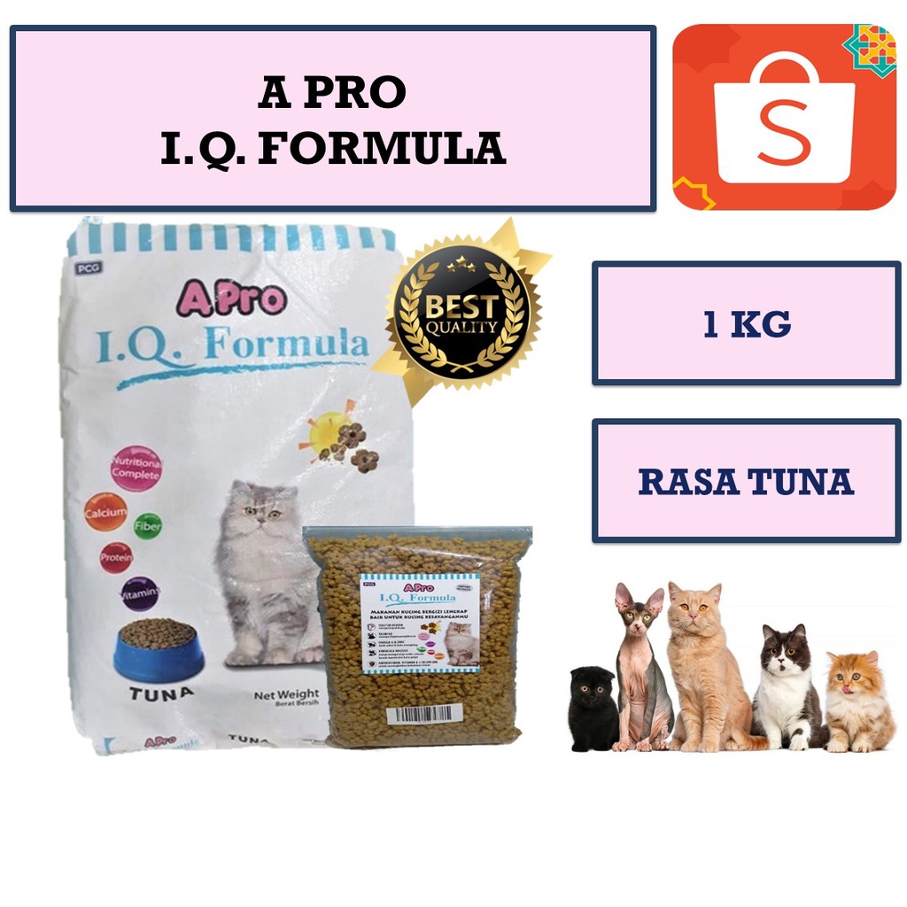 Jual Makanan Kucing Apro I.Q , A-PRO Apro Rasa Tuna 1 KG Setara ...