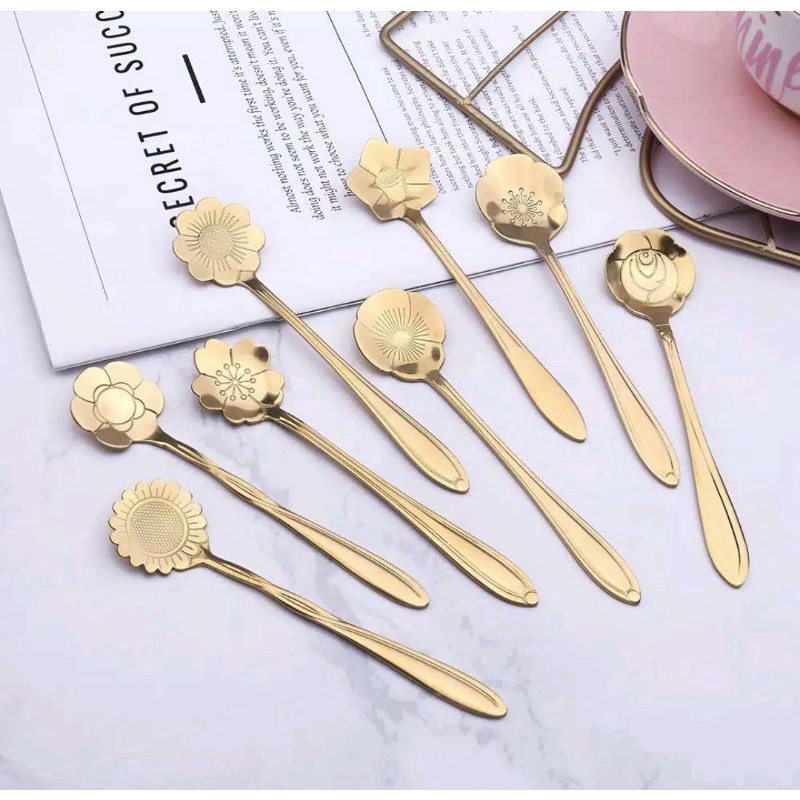 Jual Sendok Teh Kopi Set Tea Korea Spoon MEWAH Gold Emas Murah xz ...