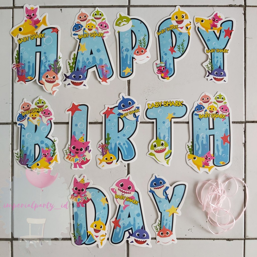 Jual Banner Bunting Flag Happy Birthday HBD Baby Shark Pinkfong ...