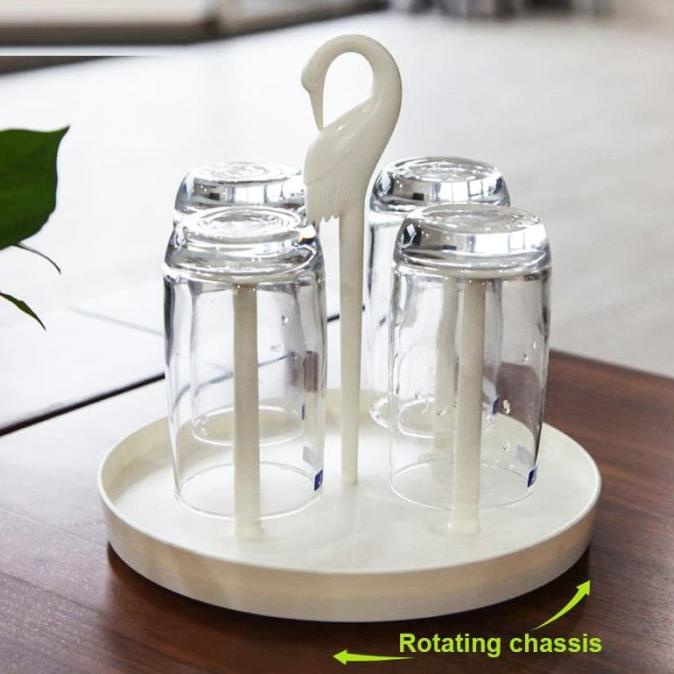 Jual Paket Rak Putar + 4 Pc Gelas Kaca/ Rotating Cup Holder Set ...