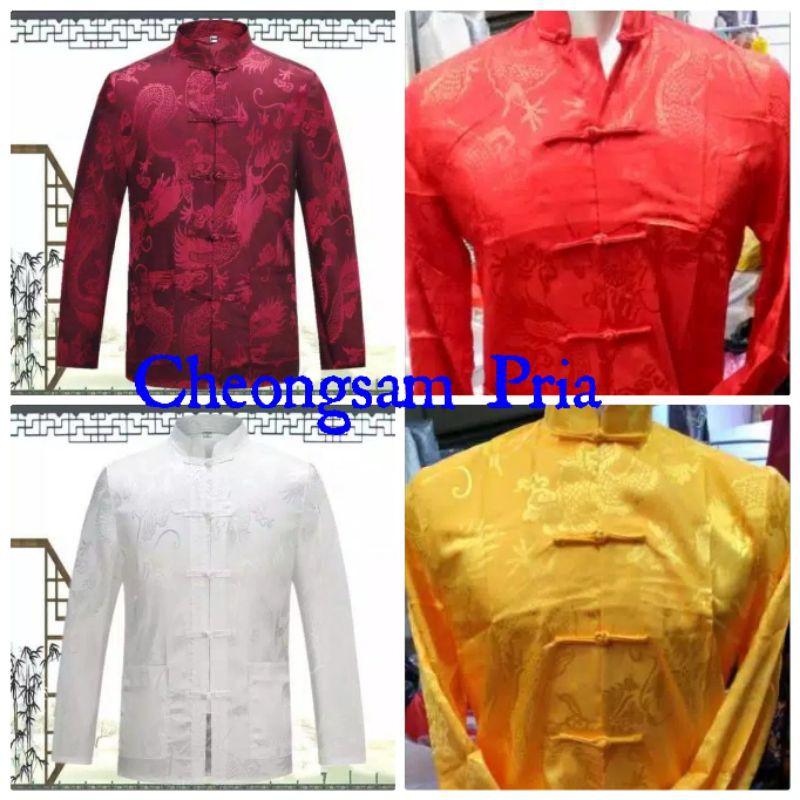 Jual Promo.. New Cheongsam Pria Lengan Panjang Motif Naga | Shopee ...