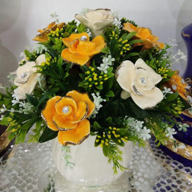 Jual Bunga Capodimonte Keramik set vas dan bunga/ Bunga rangkai keramik ...