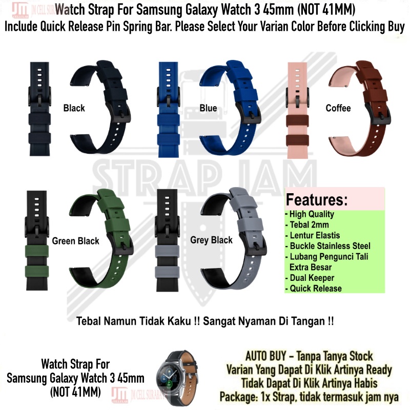 Jual HNN Strap Samsung Galaxy Watch 3 45mm - Tali Jam 22mm Rubber ...