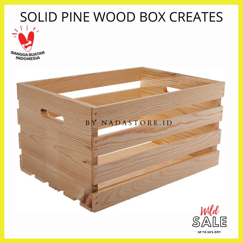Jual Kotak kayu pinus penyimpanan serbaguna wooden box,Wooden Crates ...