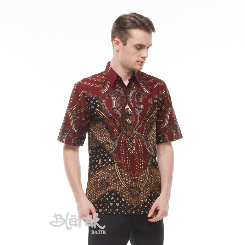 Jual BLARAK - Baju Batik Pria Kajeng Kinaot Merah | Shopee Indonesia