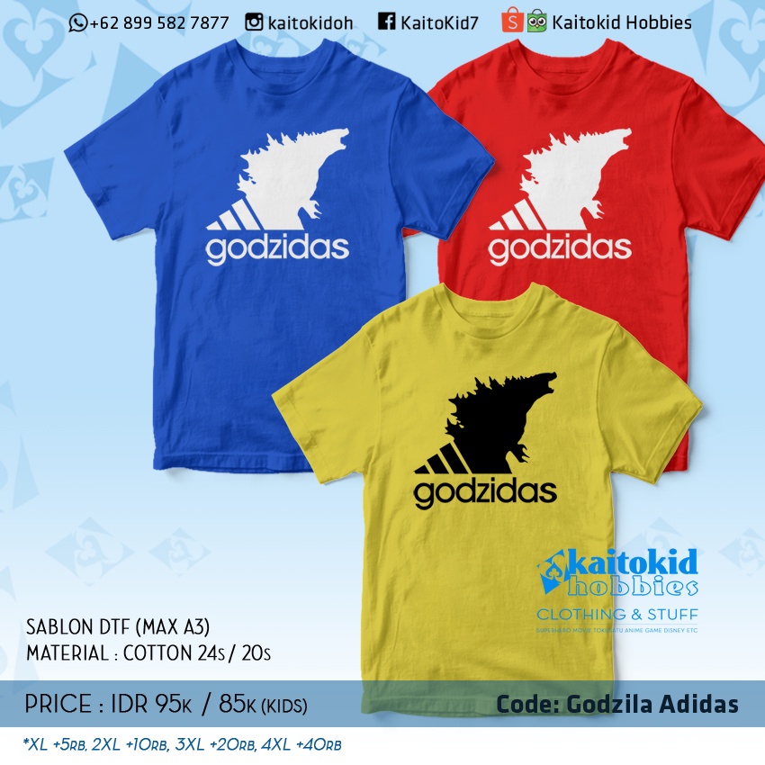 Jual Kaos GODZILLA Adidas GodZidas Keren Lucu Bisa custom warna ...