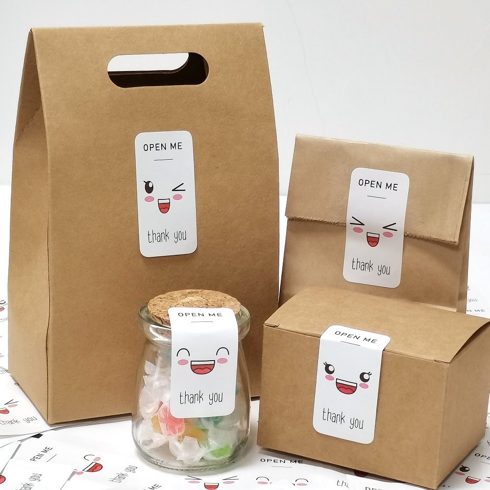Jual Stiker Label Open Me Sticker Thank You Box Sticker Label Isi 100 ...
