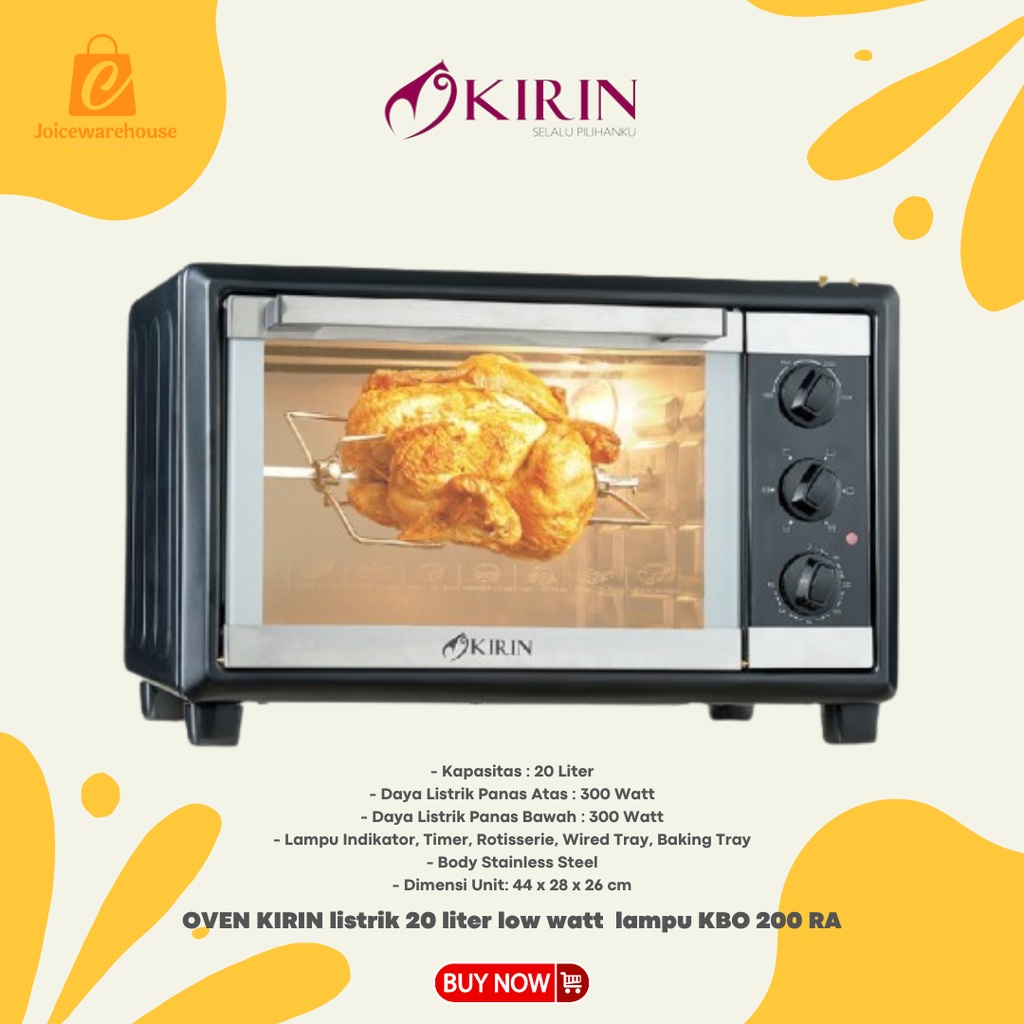 Jual OVEN KIRIN listrik 20 liter low watt dan lampu KBO 200 RA STAINLESS | Shopee Indonesia