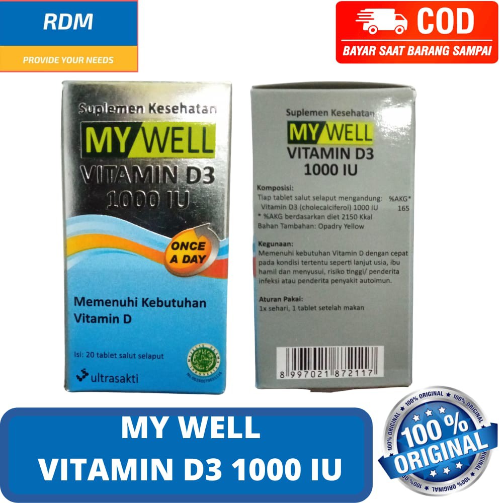 Jual VITAMIN D3 MY WELL MYWELL 1000 IU isi 20 tablet | Shopee Indonesia