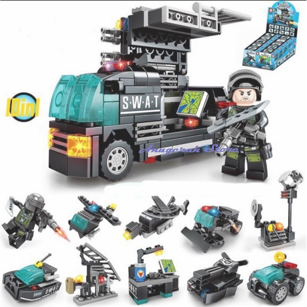 Jual Mainan brick swat vehicle 10 in 1 army polisi military soldier kendaraan SWAT | Shopee ...