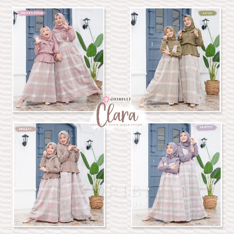 Jual CLARA BY ORIBELLE ORIGINAL ONE SET BLOUSE 2 in 1 OVERALL OUTFIT NGAMPUS Gamis couple mom ...
