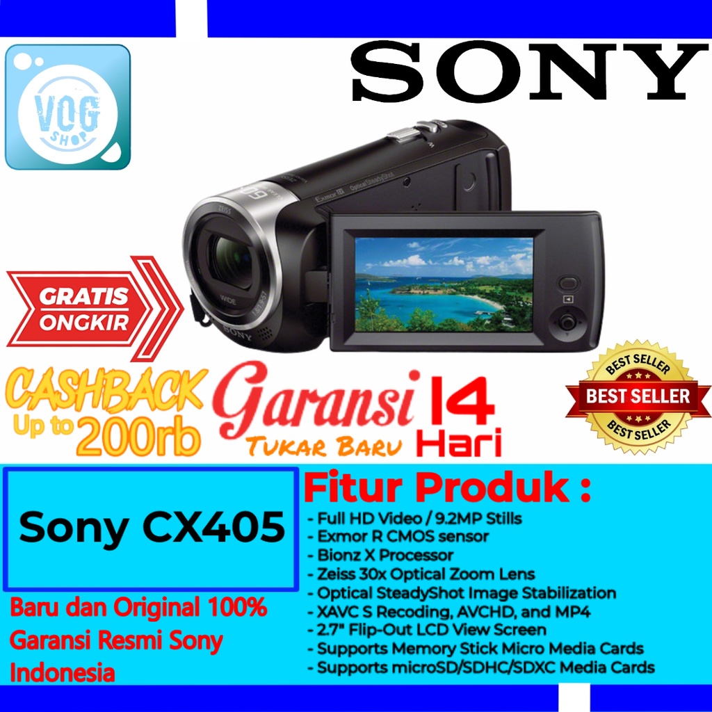Jual Sony HDR-CX405 HD Handycam Garansi Resmi - Sony CX405 - Sony CX ...