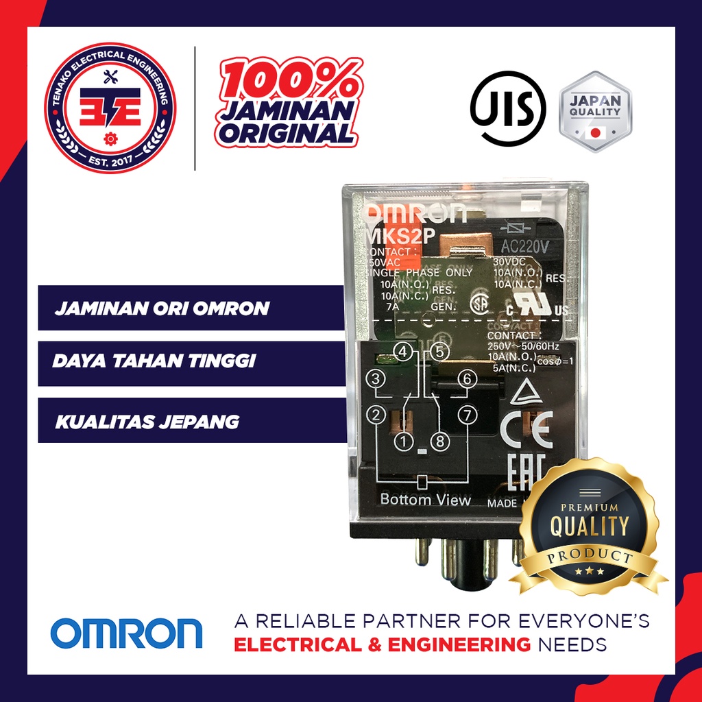 Jual OMRON MKS2P 220V AC Relay 8 kaki 10 Amper Original Omron | Shopee Indonesia