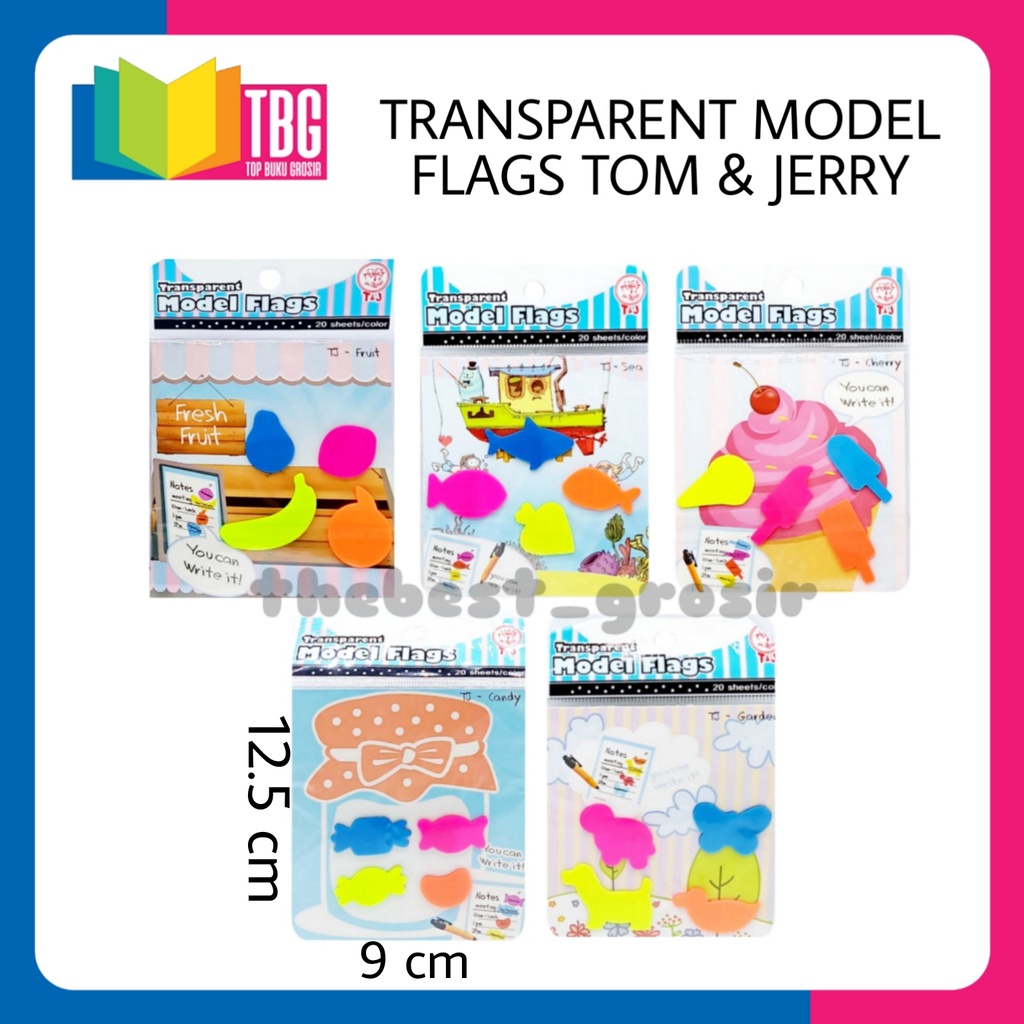 Jual 1 PAK TRANSPARENT MODEL FLAGS TOM & JERRY / STICK NOTE / BOOK ...