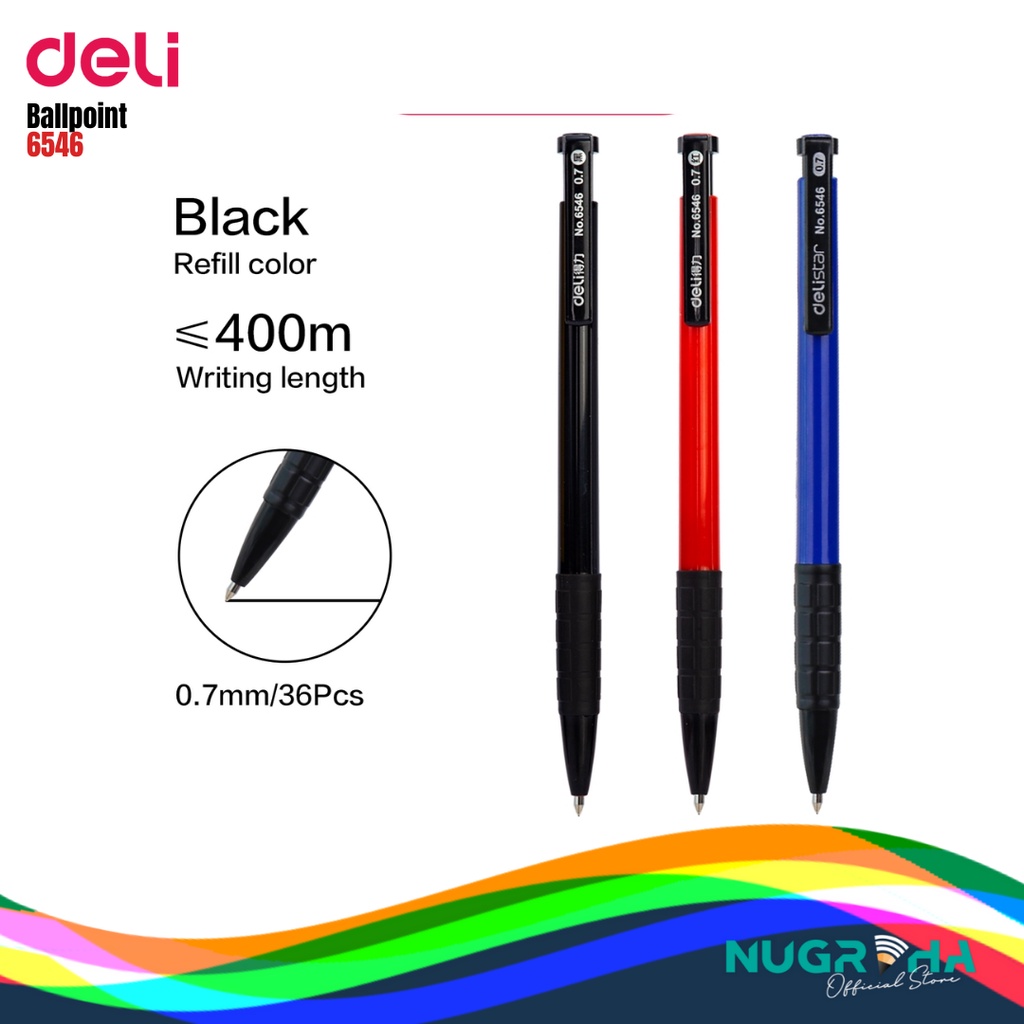 Jual BALLOINT / PENA / PEN DELI 6546 HITAM | Shopee Indonesia