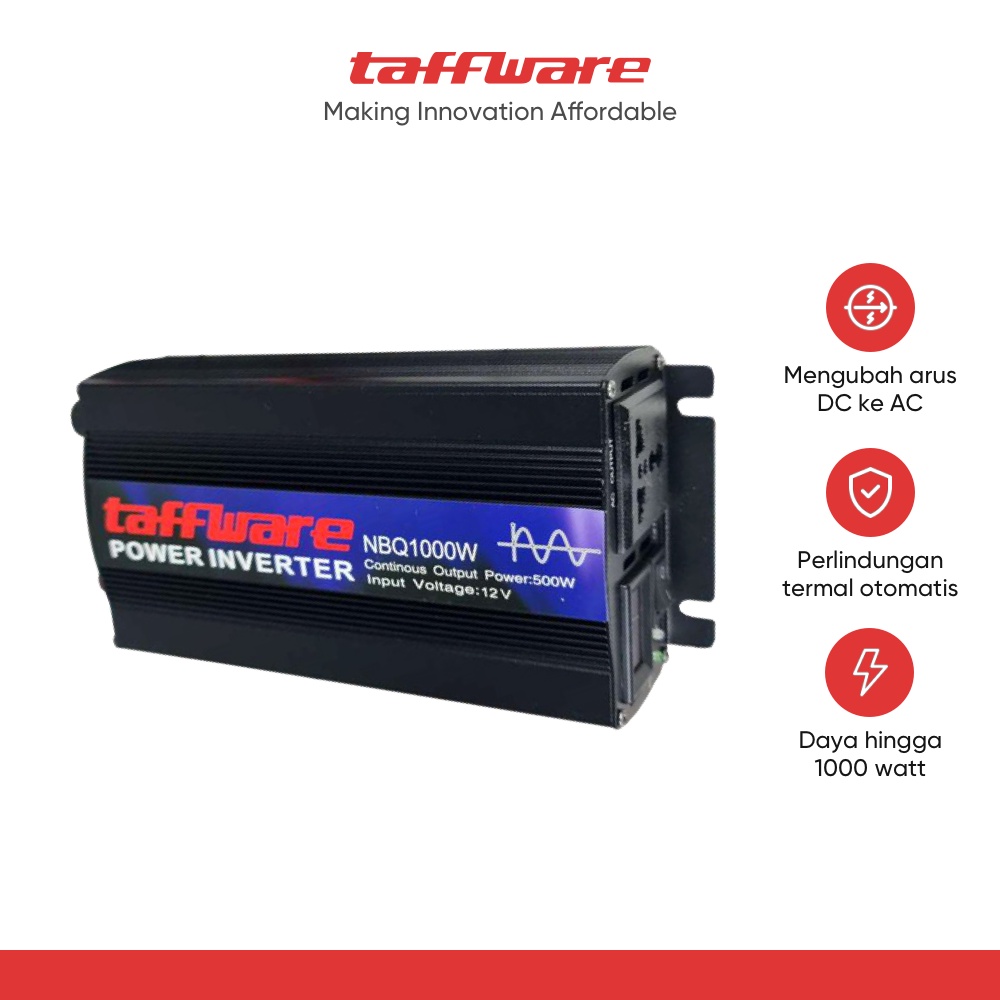 Jual Taffware Car Power Inverter Pure Sine Wave DC 12V to AC220V 1000W | Shopee Indonesia