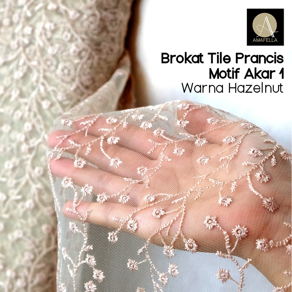 Jual 1/2 meter Kain Brokat Brukat Tile Prancis Bahan Kebaya Motif Akar ...
