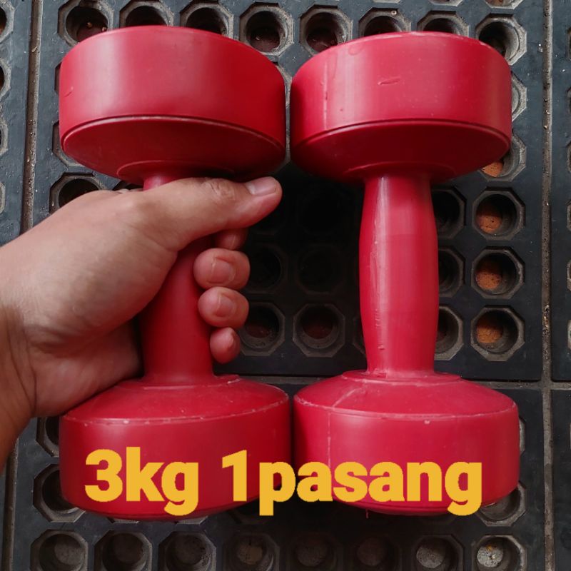 Jual barbel satu set 3kg 1pasang sepasang barbell dumbel dumbell pvc pakai pasir besi jadi awet ...