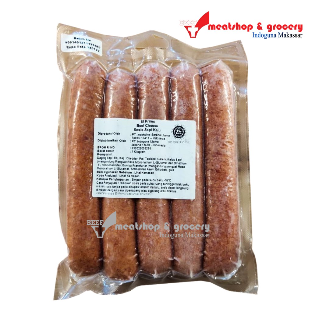 Jual Sosis El Primo Beef Cheese 1Kg Frozen Sausage Sosis Sapi Keju ...