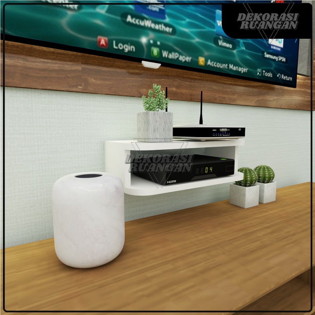 Jual Rak Gantung Tempat Remote TV Modem Wifi Meja Screen Top Shelf ...