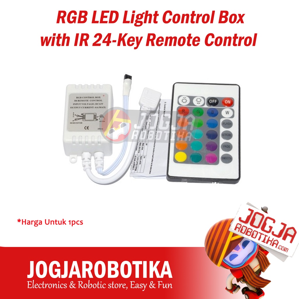 Jual RGB LED Light Control Box with IR 24-Key Remote Control | Shopee ...