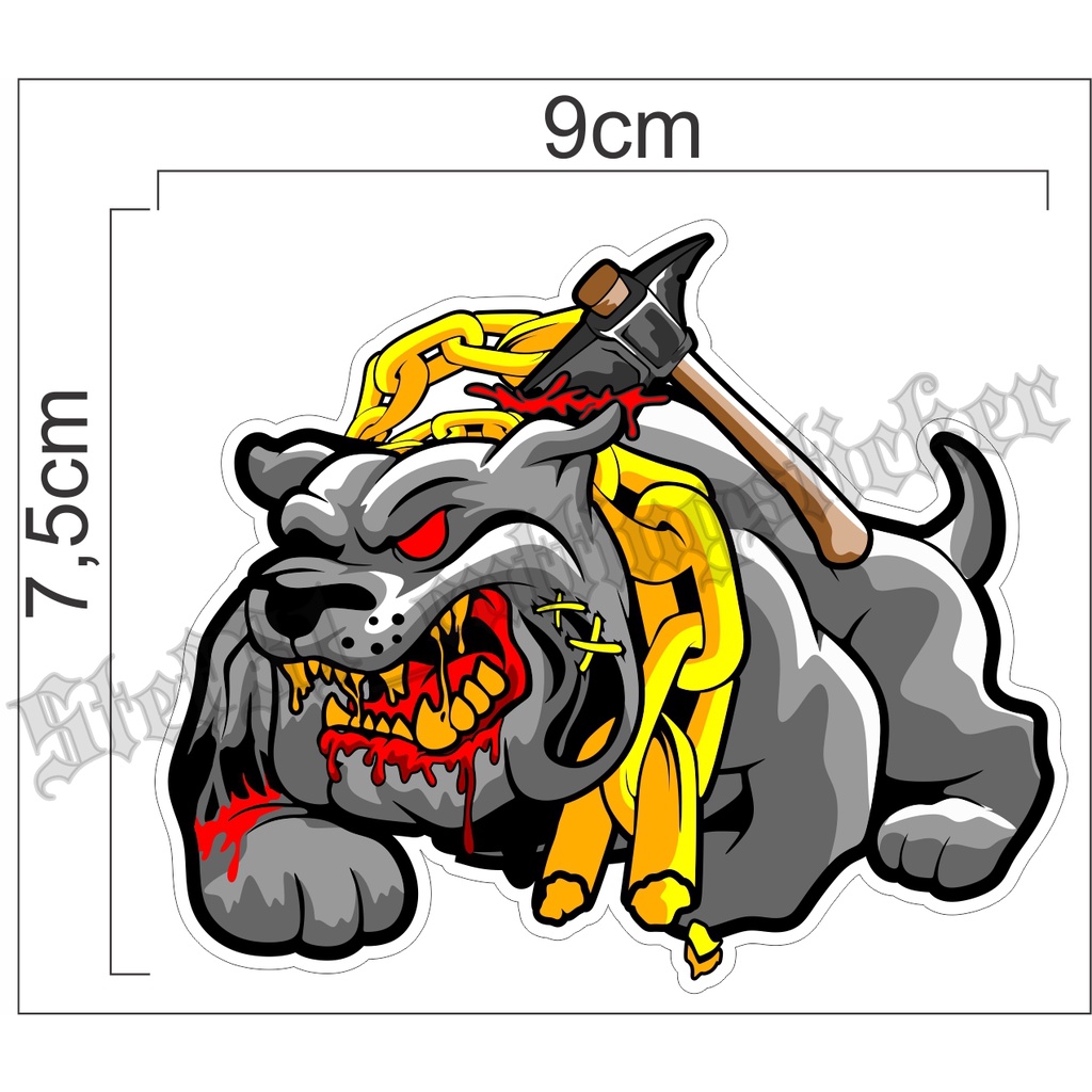 Jual Stiker printing anjing bulldog zombie, sticker zombie bulldog ...