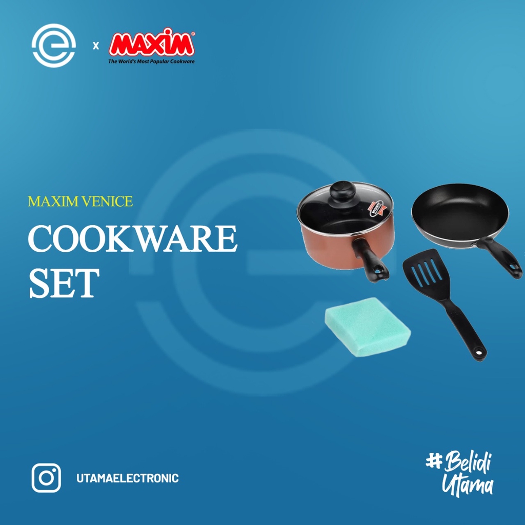 Jual MAXIM Wajan Teflon Venice 5 Pcs Set | Shopee Indonesia
