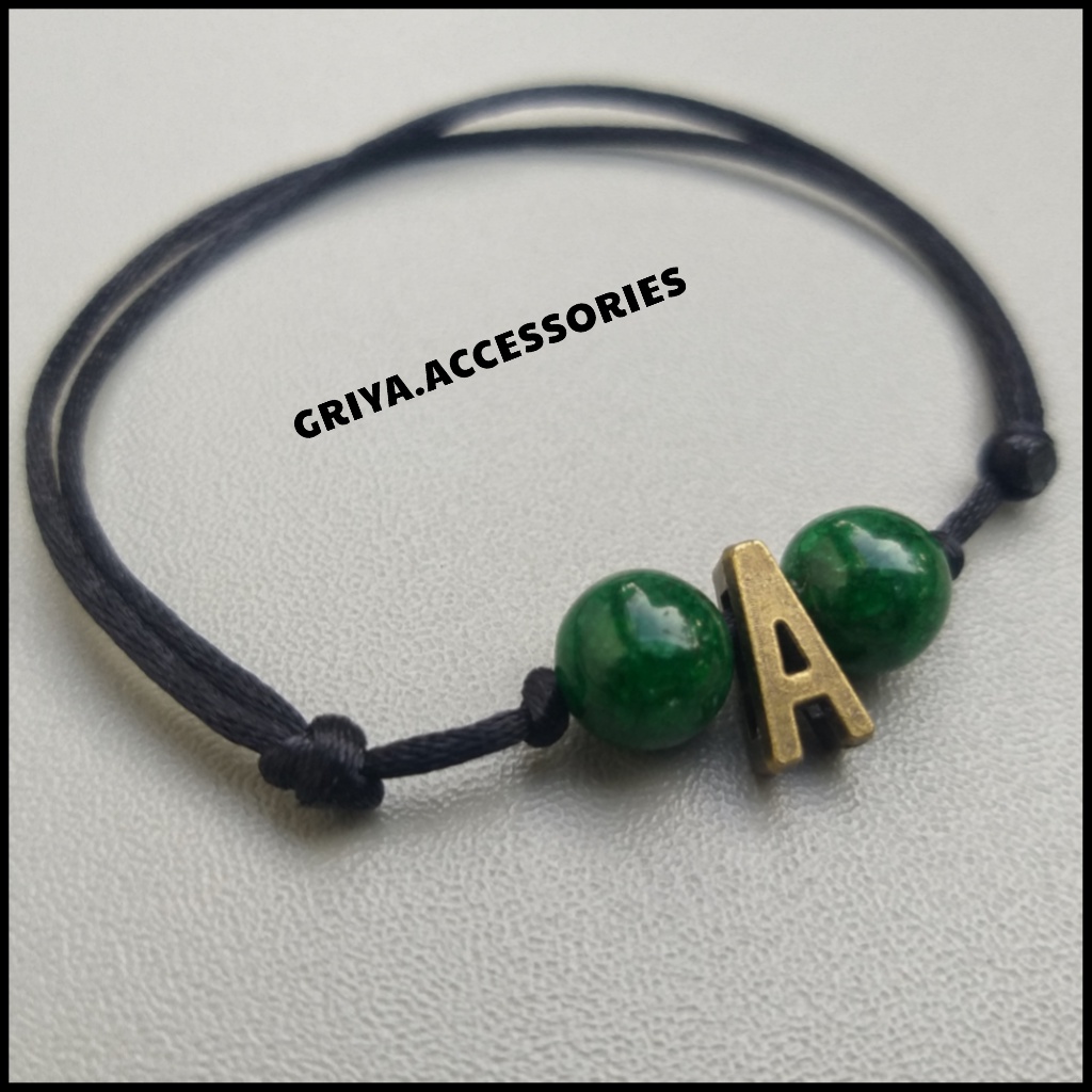 Jual Gelang Inisial Nama Mix Batu Alam Hijau Agate 8mm | Shopee Indonesia