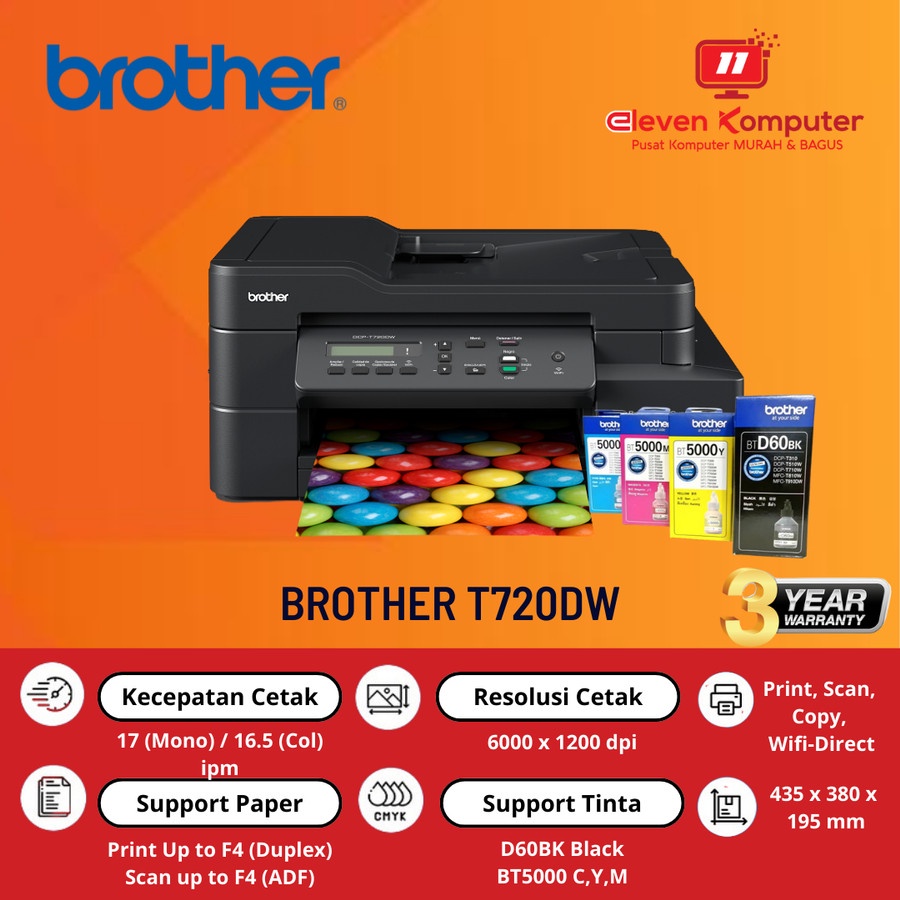 Jual Printer All in One Duplex WIFI - ADF Brother DCP-T720DW Ink Tank | Shopee Indonesia