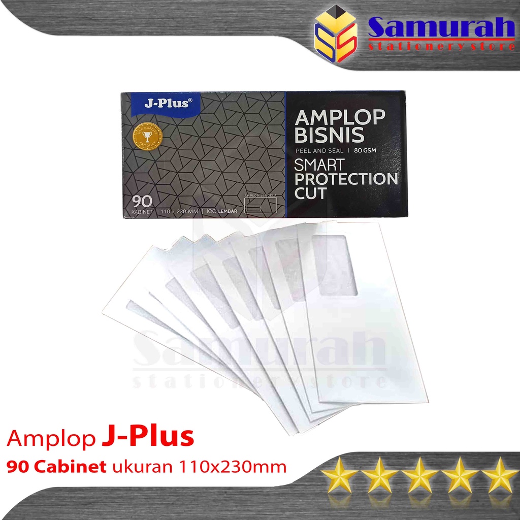 Jual Amplop Kertas J-Plus Putih Jendela / Kaca Kiri 90 pps isi 100 ( 110 x 230 mm ) 80 gsm ...