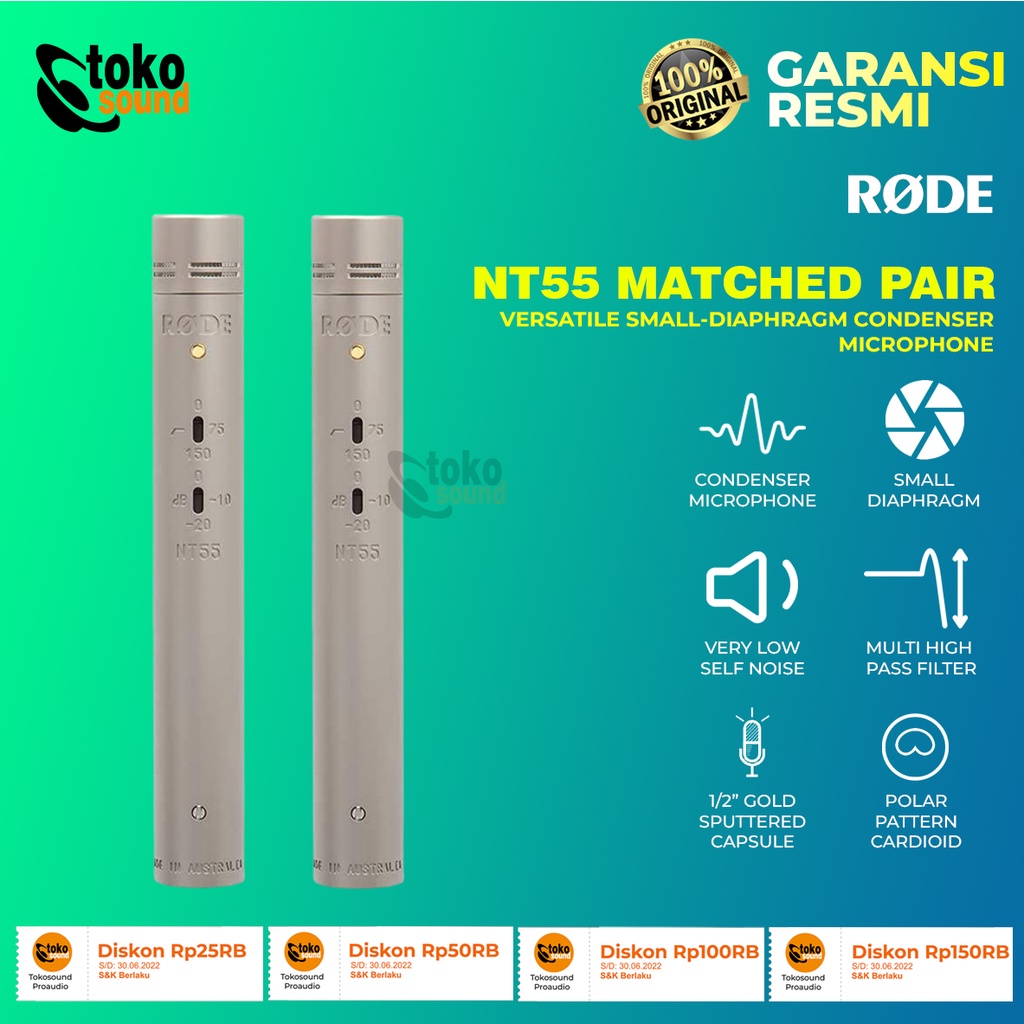 Jual Rode NT55 Matched Pair Multi-Pattern 1/2" Condenser Microphones ...