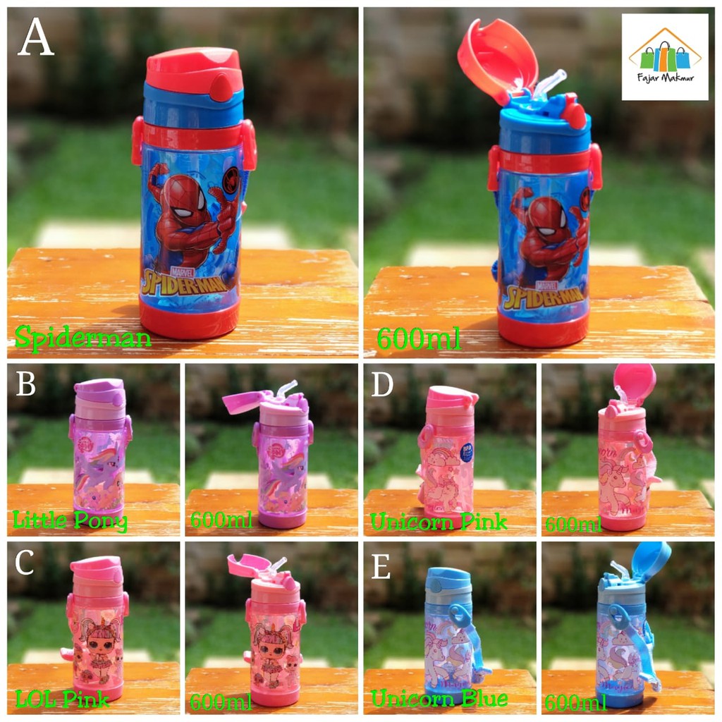 Jual BOTOL MINUM ANAK SEKOLAH 500 ML / BOTOL MINUM ANAK KARAKTER 600 ML ...