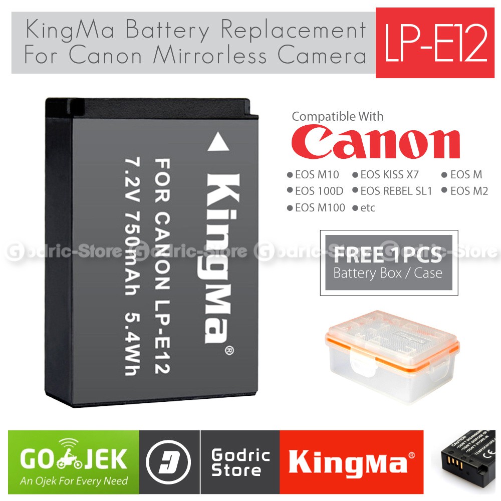 Jual Kingma Baterai LP-E12 Canon Battery EOS M M2 M10 M50 M100 100D Rebel SL1 Etc | Shopee Indonesia