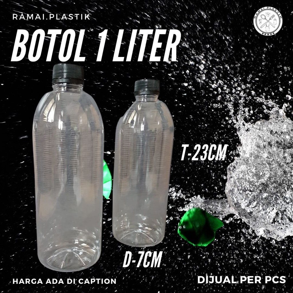 Jual Botol 1 liter (1000ml) tutup hitam | Shopee Indonesia