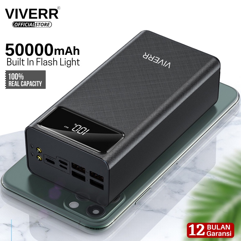 Jual VIVERR Powerbank 50000mAh 3 Input 4 Output Lightning Type C ...