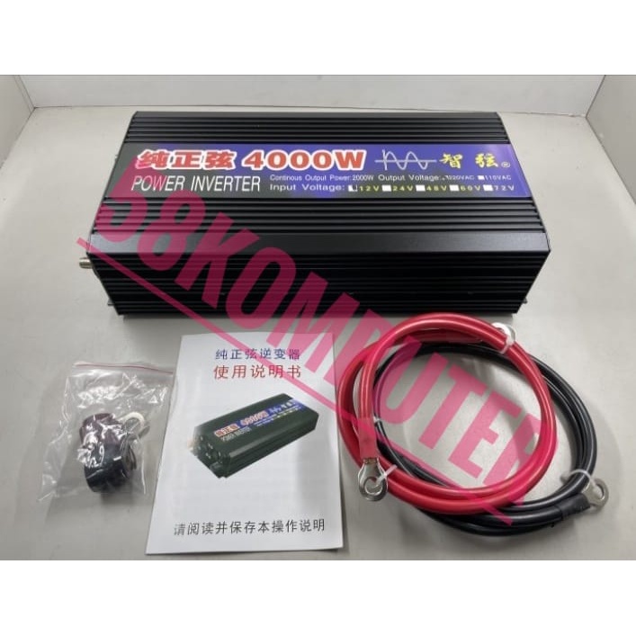 Jual Car Inverter Pure Sine Wave DC 12V/24V to AC 220V 4000W CMZ-4000 2 USB Port LED Penghemat ...