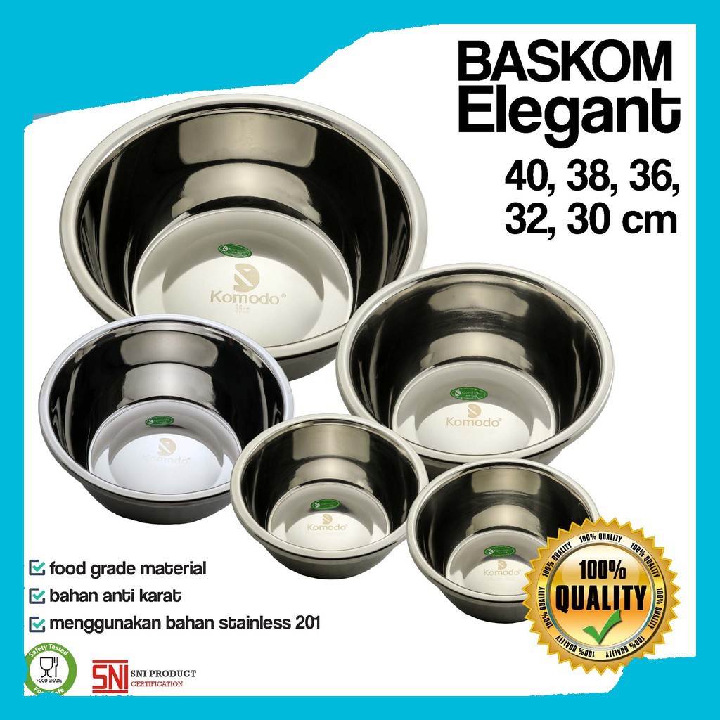 Jual Komodo Baskom Elegant Stainless Steel Ukuran 30 , 32 , 36 , 38 ...