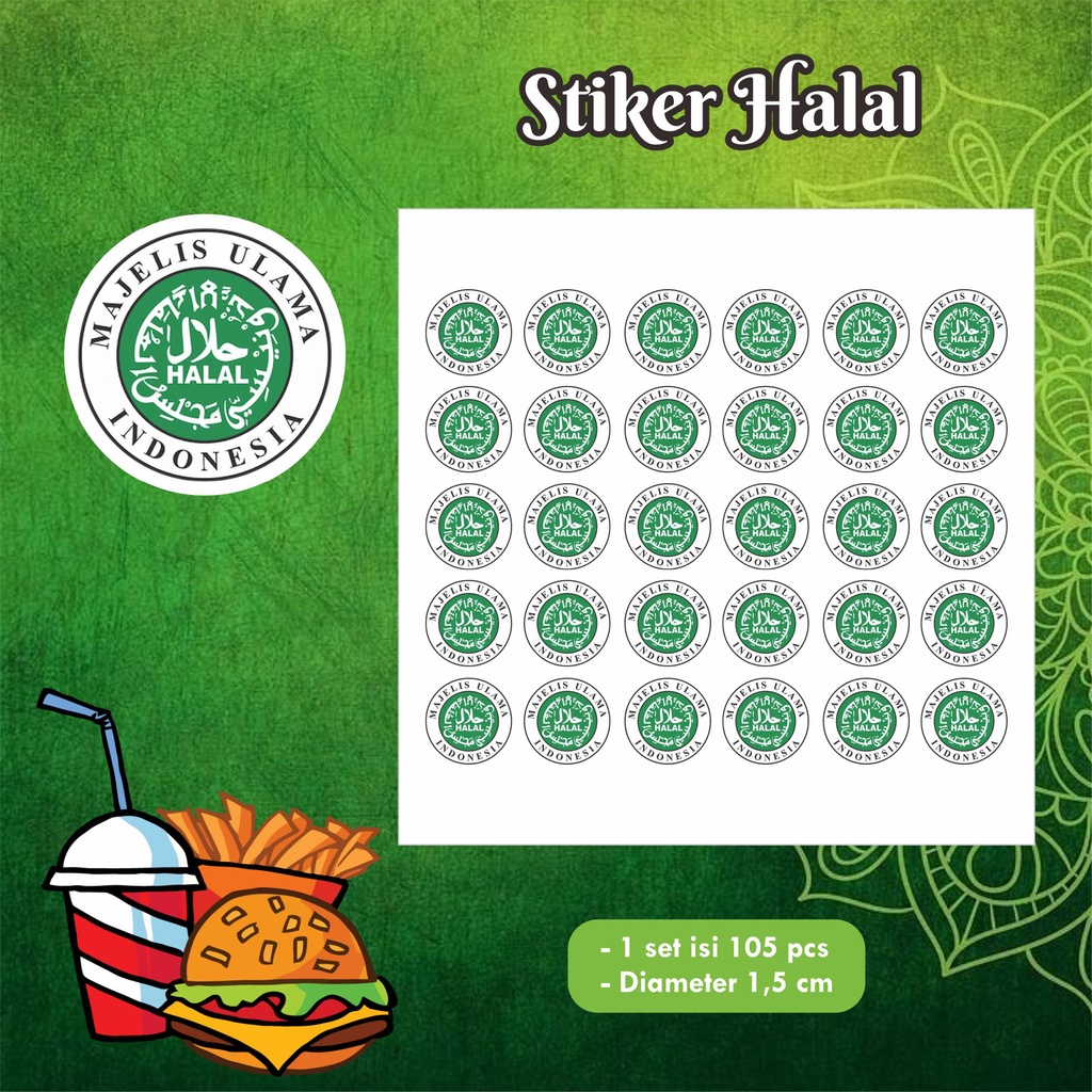 Jual [105 pcs] Stiker Halal Cromo / Label halal / Stiker MUI | Shopee ...