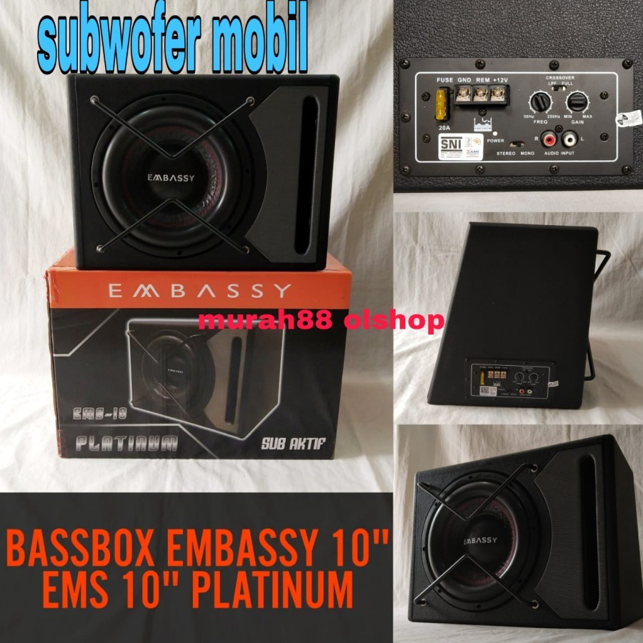 Jual Subwoofer Aktif mobil 10 inch BASSBOX Embassy Trojan EMS-10 ...