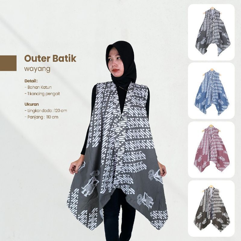 Jual Outer/Vest Batik Motif Wayang All size - Joglo Batik | Shopee ...