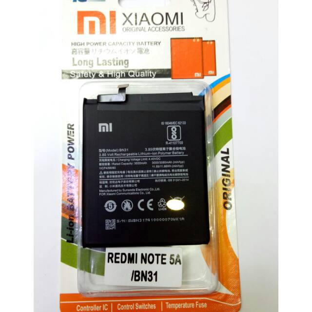 Jual Baterai ORIGINALOEM XIAOMI REDMI NOTE 5A MI 5X MI A1 BN31 | Shopee ...