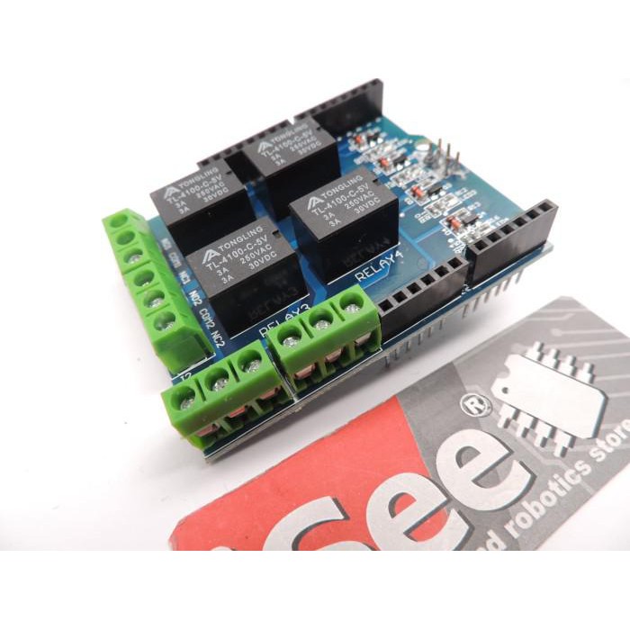 Jual Relay Shield 5V 4 Channel for Arduino Uno Mega Expansion Board v1 ...