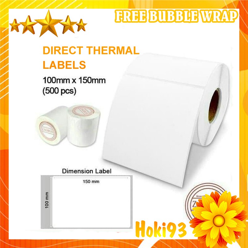 Jual KERTAS STICKER / LABEL BARCODE 100 X 150 mm DIRECT THERMAL (500 PCS) | Shopee Indonesia