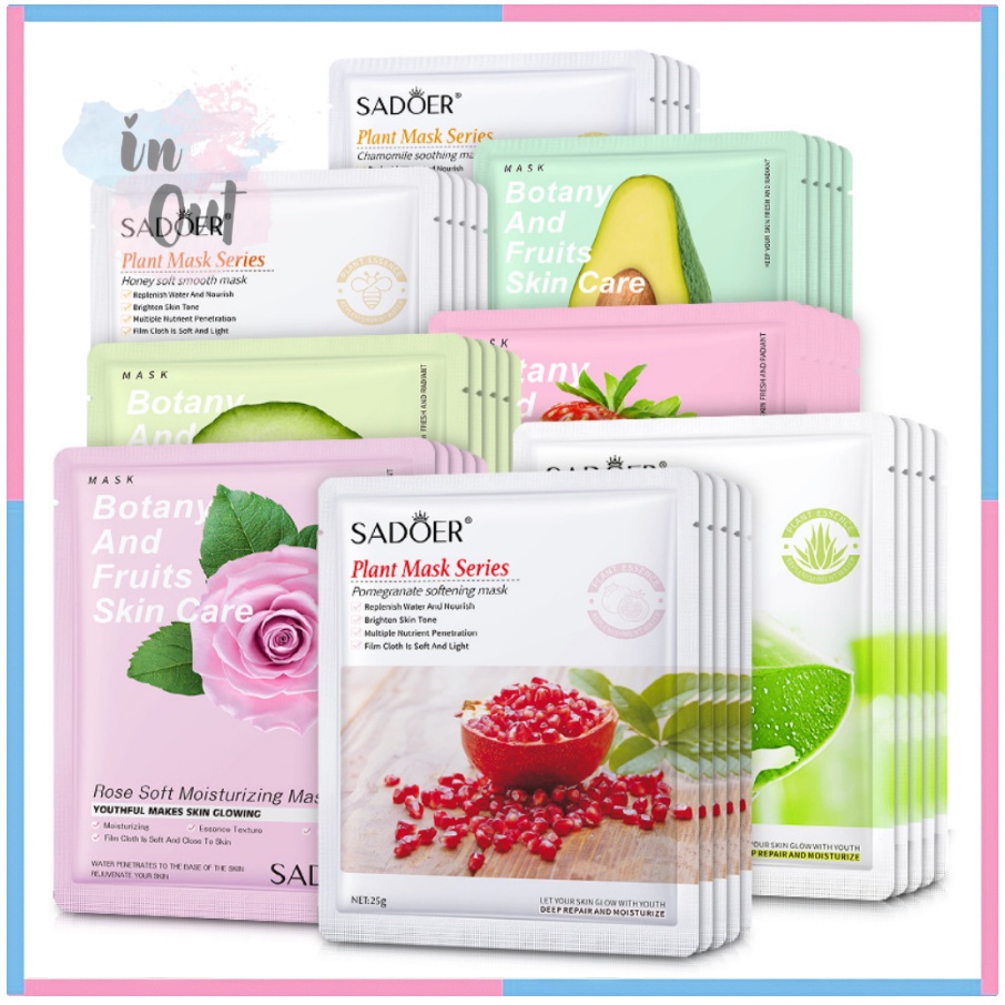 Jual SADOER MASKER Muka Wajah Korea Sheet Mask Natural Plant Mask Fruits Facial Mask Natural ...